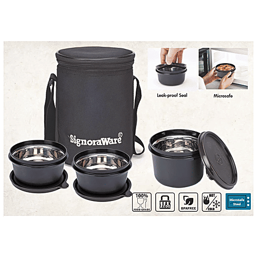 Buy Signoraware Monarch Executive Medium Microsafe Lunch Box With Bag ...