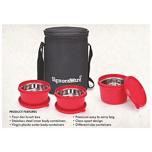 Buy Signoraware Monarch Executive Medium Microsafe Lunch Box With Bag ...