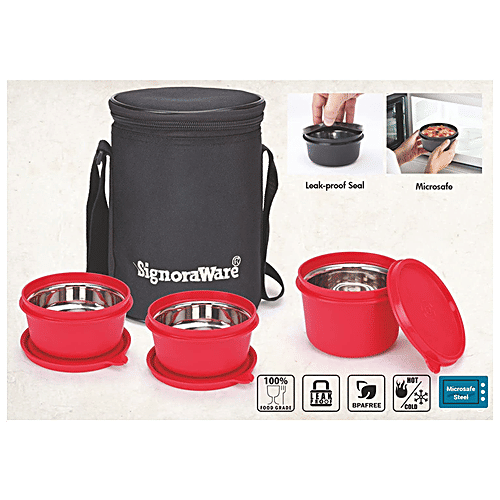 Buy Signoraware Monarch Executive Medium Microsafe Lunch Box With Bag ...