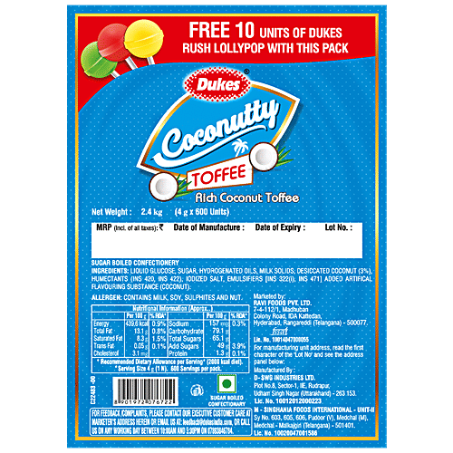 Buy Dukes Coconutty Toffee - Rich & Delightful Online at Best Price of ...