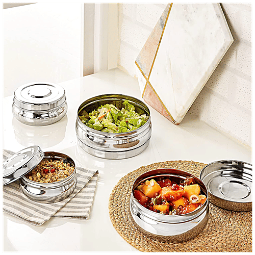 Buy Segovia Stainless Steel Dabba Set - For Food Storage, Air-tight ...