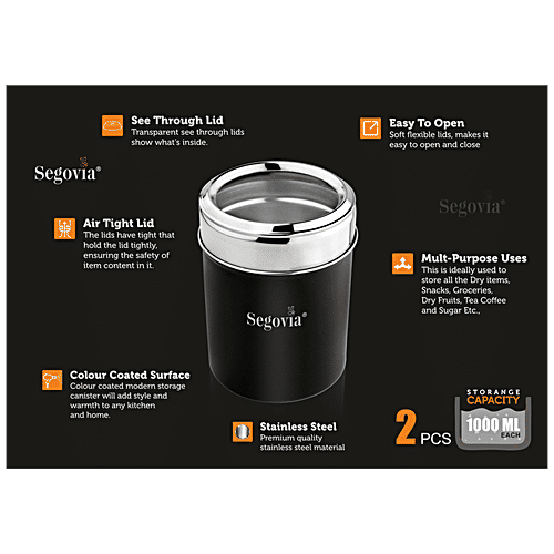 Buy Segovia Stainless Steel Canister/Container - See Through Lid, Air ...