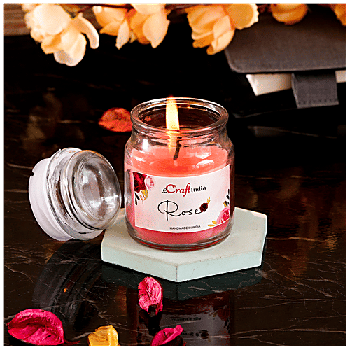 Buy eCraftIndia Rose Scented Jar Candle Online at Best Price of Rs 349 - bigbasket