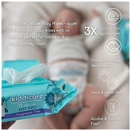 Buy Kiddicare Lightly Scented Baby Wipes - Soft & Thick, Paraben Free ...