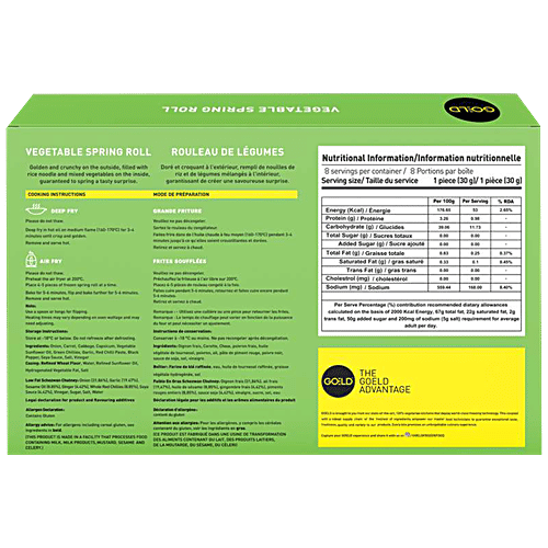 Buy GOELD FROZEN FOODS Vegetable Spring Roll - Healthy Dish Online at ...
