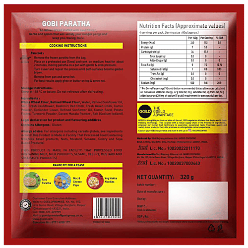 Buy GOELD FROZEN FOODS Gobi Paratha Online at Best Price of Rs 99.83 ...