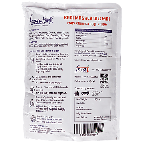 Buy Sarati Instant Ragi Masala Idli Mix Online at Best Price of Rs 130 ...