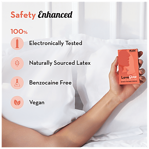 Buy Plush Plush LoveGlove 3 in 1 Multi Textured Condoms | Ribbed, Contoured & Dotted | Pack of ...