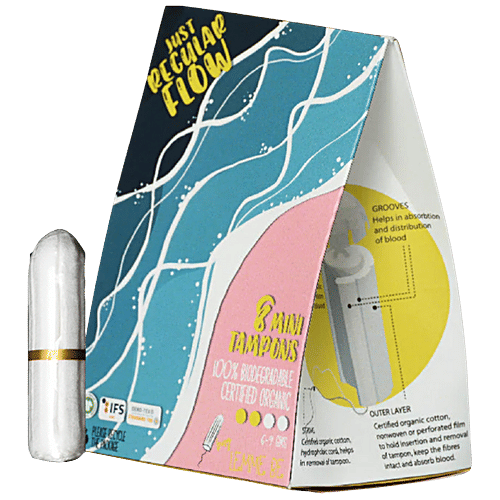 Buy Lemme Be Medium Flow Mini Tampons - 100% Cotton Certified ...