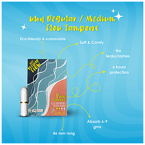 Buy Lemme Be Medium Flow Mini Tampons - 100% Cotton Certified ...