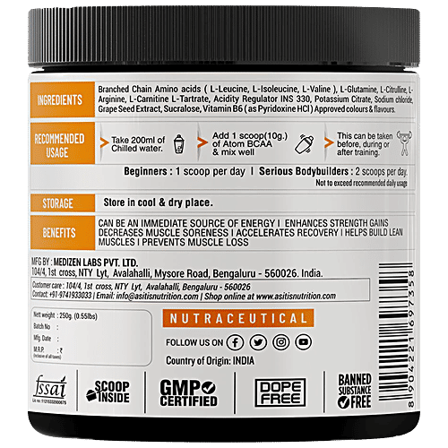 Buy AS-IT-IS Nutrition ATOM BCAA - For Instant Energy & Muscle Recovery ...