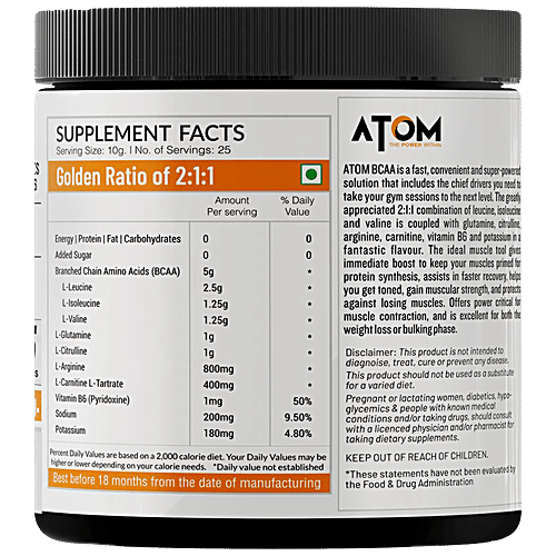 Buy AS-IT-IS Nutrition ATOM BCAA - For Instant Energy & Muscle Recovery ...