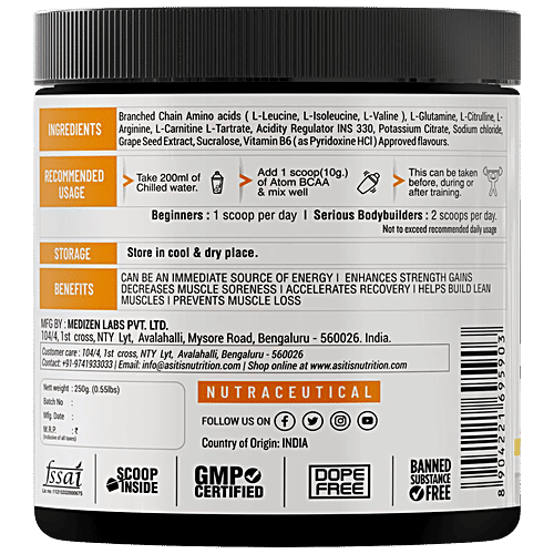 Buy AS-IT-IS Nutrition ATOM BCAA - For Instant Energy & Muscle Recovery ...