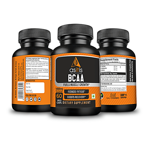 Buy AS-IT-IS Nutrition BCAA 1000 mg Capsules - Reduces Fatigue & Boosts ...