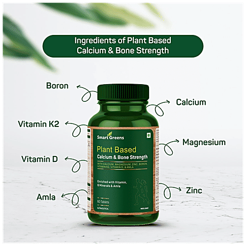 Buy Smart Greens Plant Based Calcium & Bone Strength Tablets - Supports ...