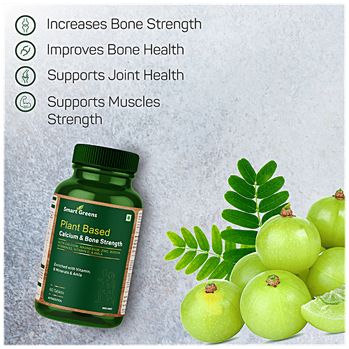 Buy Smart Greens Plant Based Calcium & Bone Strength Tablets - Supports ...
