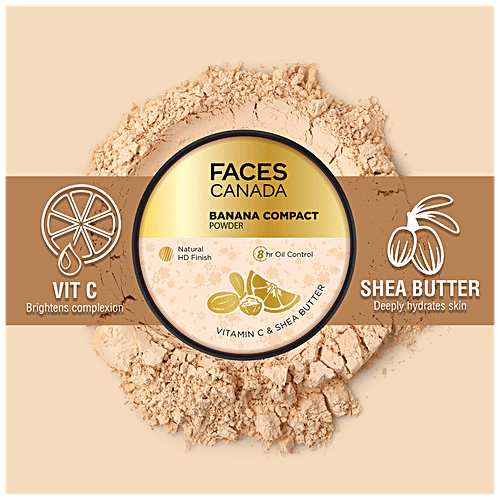 Buy FACES CANADA Banana Compact Powder - Natural HD Finish, High ...