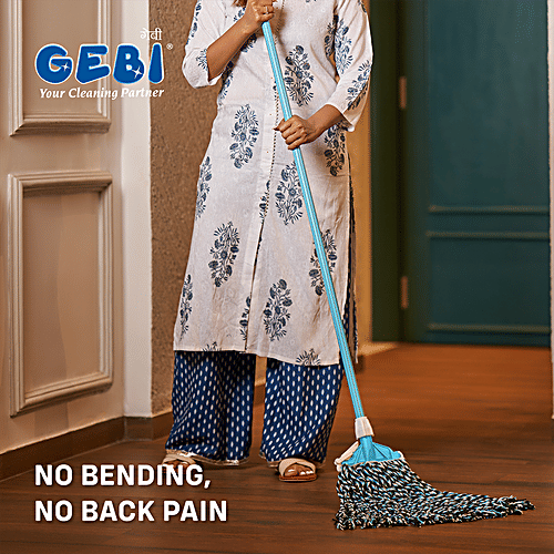 Buy Gebi Plastic Clip Mop - 120 Cm Metal Handle, Assorted Colour, High ...