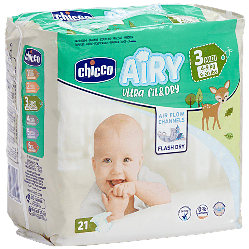 Buy Chicco Airy 3 Midi Diapers - Ultra Fit & Dry, Air Flow Channels ...