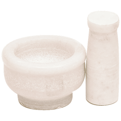 Buy OGGN Marble Okhali Set - Used For Crushing Spices, Herbs, White ...