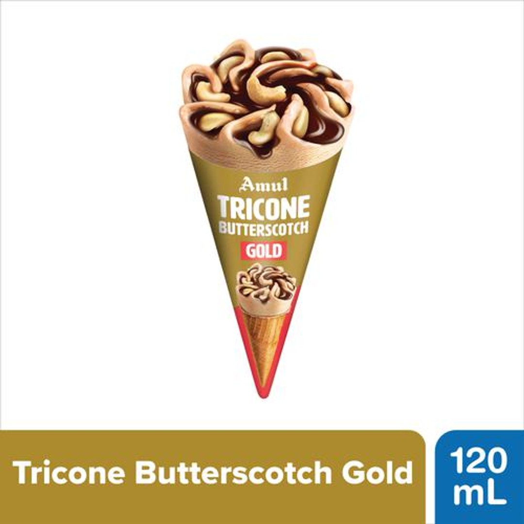 Buy Amul Tricone Butterscotch Gold Ice Cream - Rich & Creamy Online at ...