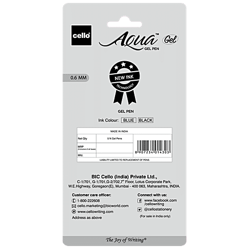 Buy Cello Aqua Gel Pen - For Smooth Writing, Blue & Black Online at ...