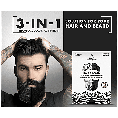 Buy urban gabru Hair & Beard Colour Shampoo - Natural Black, With ...
