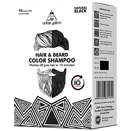 Buy urban gabru Hair & Beard Colour Shampoo - Natural Black, With ...
