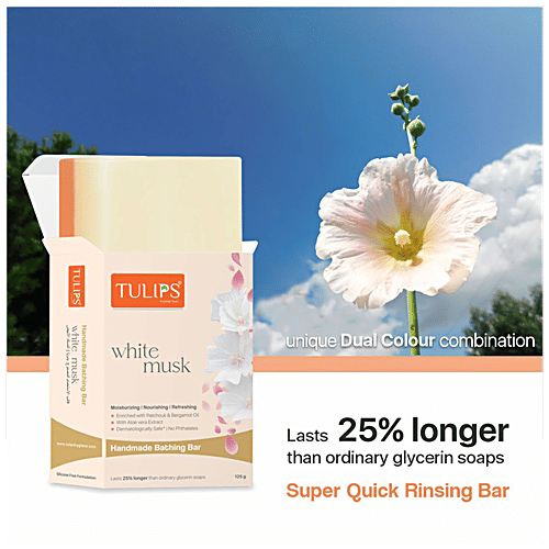 Buy Tulips Handmade Bathing Bar - White Musk, Moisturising, Nourishing ...