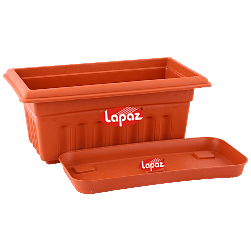 Buy Janata Planter With Tray - No.14, Rectangle, Plastic, For Indoor ...