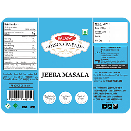 Buy Balasa Disco Coin Papad - Jeera Masala, Crispy Online at Best Price ...