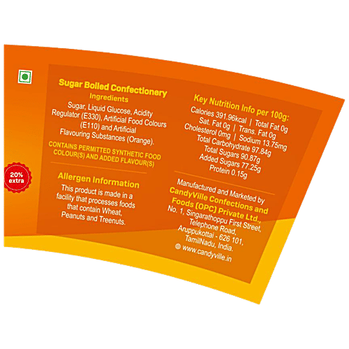 Buy CandyVille Froot Fab Flavoured Candy - Orange, Refreshing Taste ...