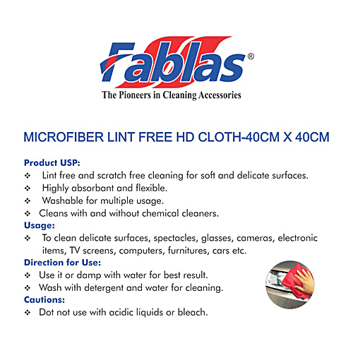 Buy Fablas Microfibre Lint Free HD Cloth - Highly Absorbent, For ...