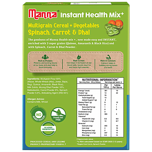 Buy Manna Instant Health Mix+ - Multigrain Cereal & Vegetables, Ready ...
