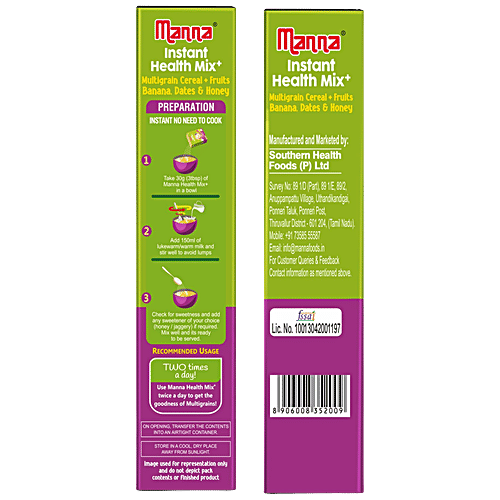 Buy Manna Instant Health Mix+ - Multigrain Cereal & Fruits, Ready To Eat, No Preservatives ...