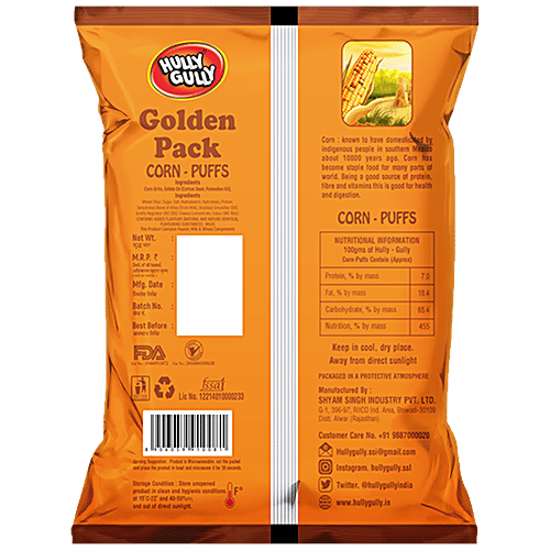 Buy Hully Gully Corn-Puffs - Cheese Flavour, Baked, Golden Pack Online ...