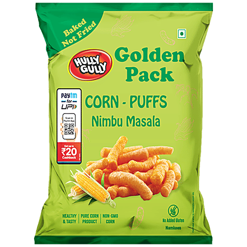 Buy Hully Gully Corn-Puffs - Nimbu Masala, Baked, Golden Pack Online at ...