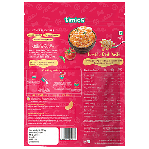 Buy Timios Multigrain Pasta - Tomato Red, No-Maida Online at Best Price ...