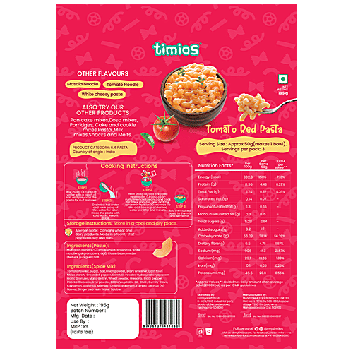 Buy Timios Multigrain Pasta - Tomato Red, No-Maida Online at Best Price ...