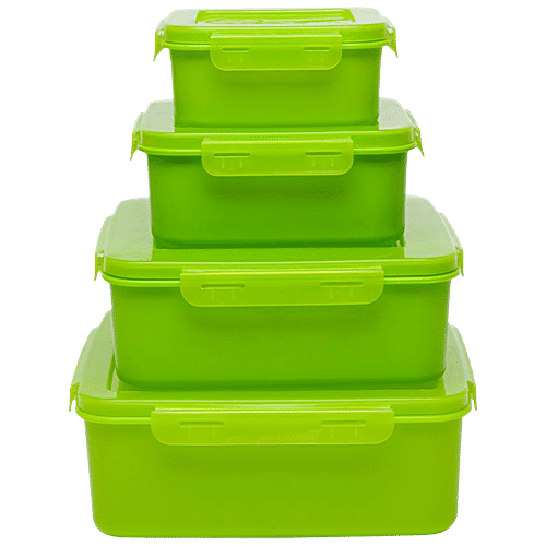 Buy Gluman Chef Square Containers - Plastic, Durable, Stackable, Green ...