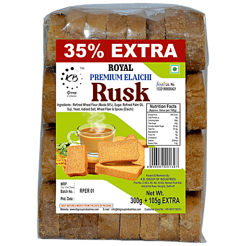 Buy Royal Premium Elaichi Rusk - Crispy & Crunchy, Tea Time Snack ...