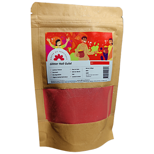 Buy House of Festivals Glitter Organic Herbal Holi Colour/Gulal - Red ...