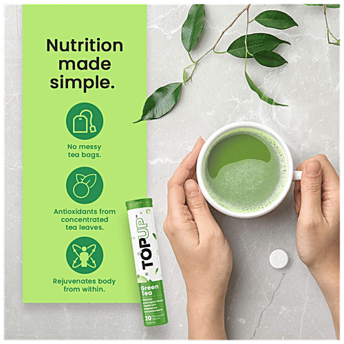 Buy TopUp Green Tea Effervescent Tablet - Detoxifies Body, Green Apple ...
