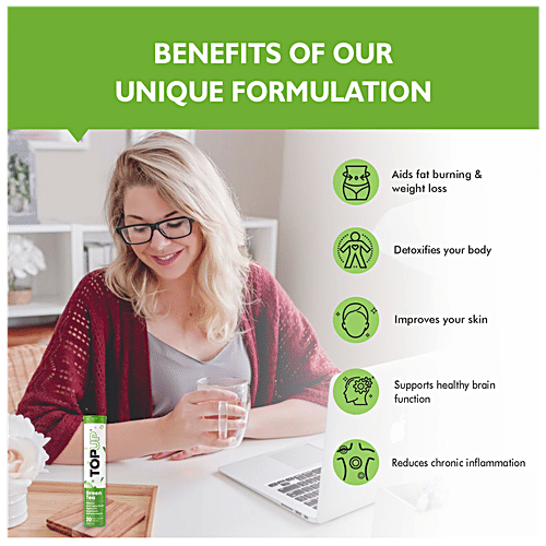 Buy TopUp Green Tea Effervescent Tablet - Detoxifies Body, Green Apple ...