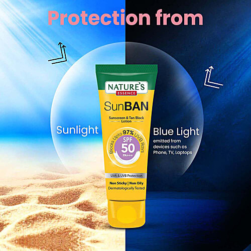 Buy Natures Essence SunBan Sunscreen & Tan Block Lotion - SPF 50 PA ...