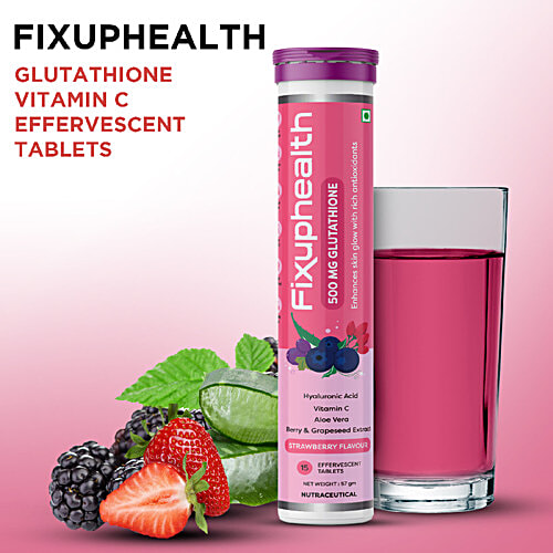 Buy Fixuphealth Effervescent Tablets - 500 Mg Glutathion, Strawberry ...