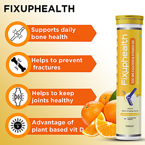 Buy Fixuphealth Effervescent Tablets - 500 Mg Calcium & Vitamin D3 ...