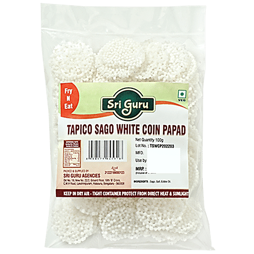 Buy Sri Guru Tapico Sago White Coin Papad - Fry & Eat Online at Best ...