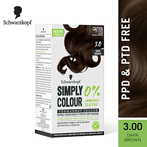 Buy Schwarzkopf Simply Color Permanent Hair Colour 3.00 Dark Brown ...