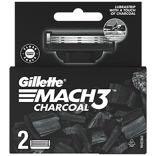Buy Gillette Mach3 Charcoal Shaving Razor Blades - Lubastrip For A ...